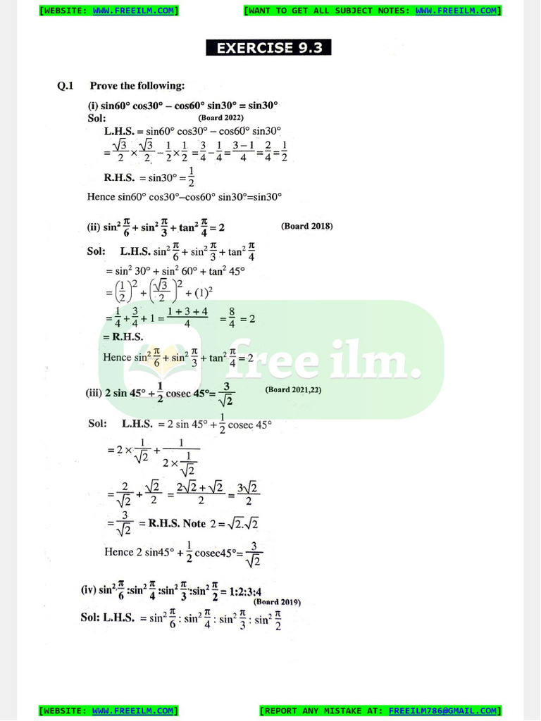 11th Maths Chap9 Ex 9.3 | PDF