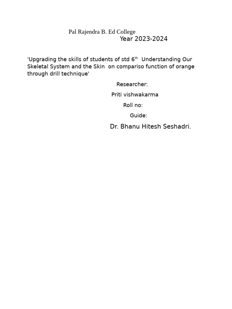 Year 2023-2024: Pal Rajendra B. Ed College | PDF