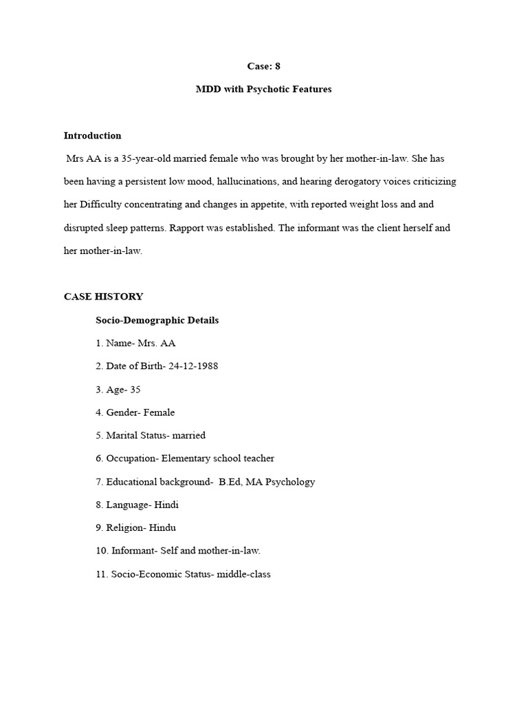 MDD With Psychotic Features | PDF