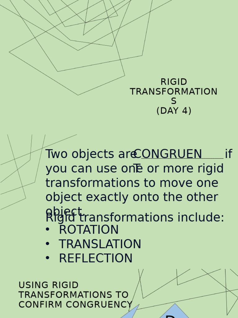 Rigid Transformation Lesson - Day 4 | PDF
