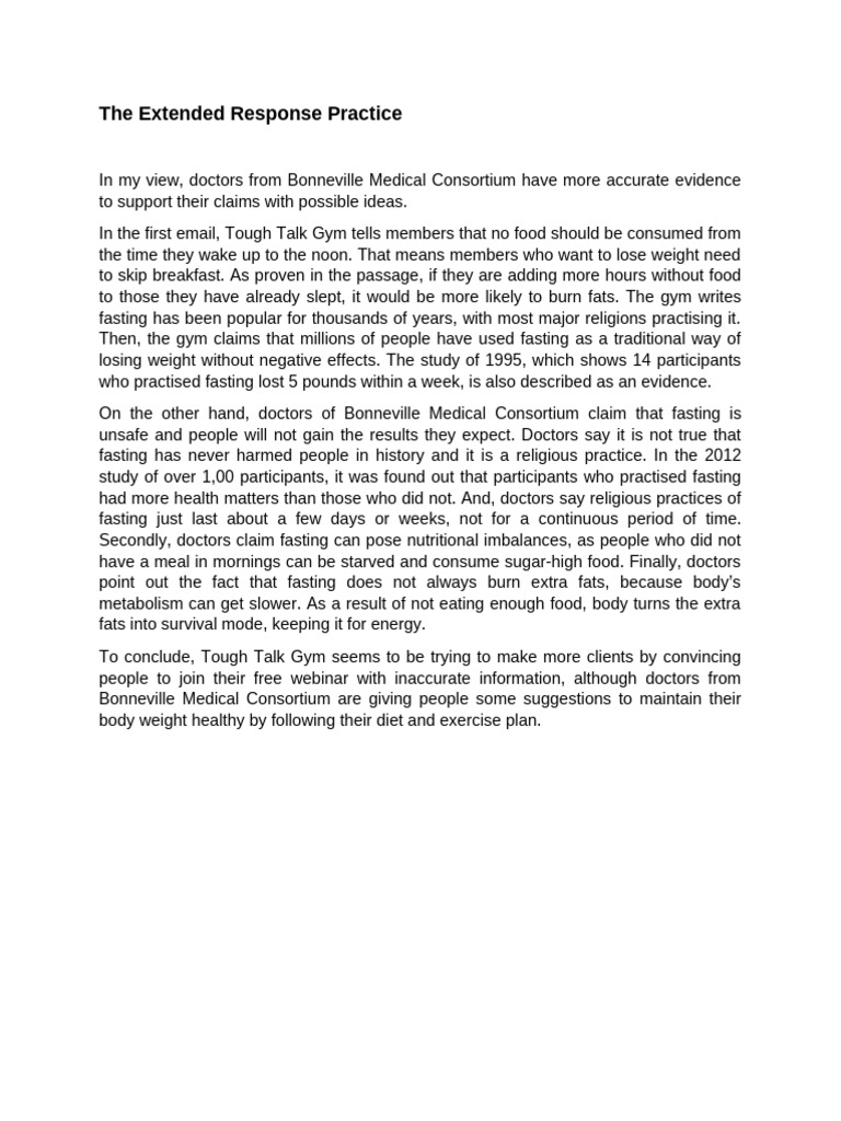 The Extended Response Practice | PDF