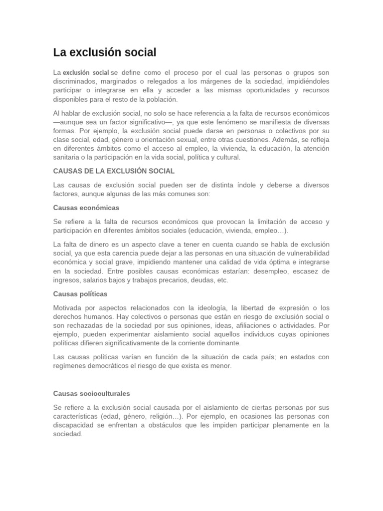 La Exclusión Social | PDF