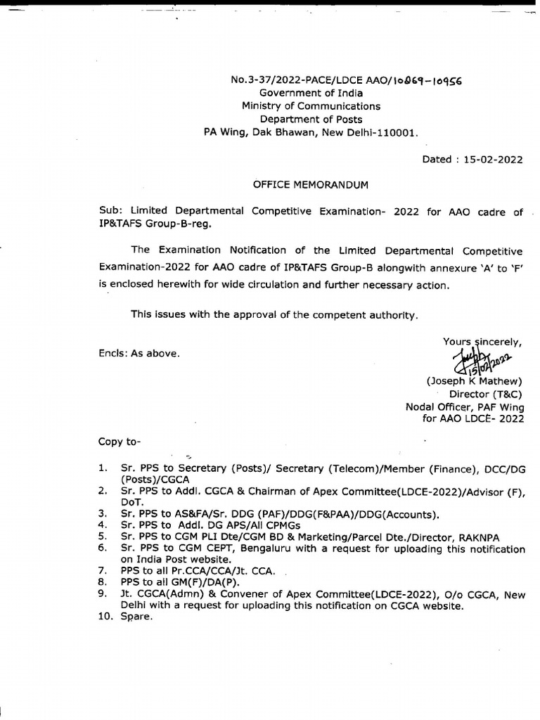 AAO LDCE 2022 Notification | PDF