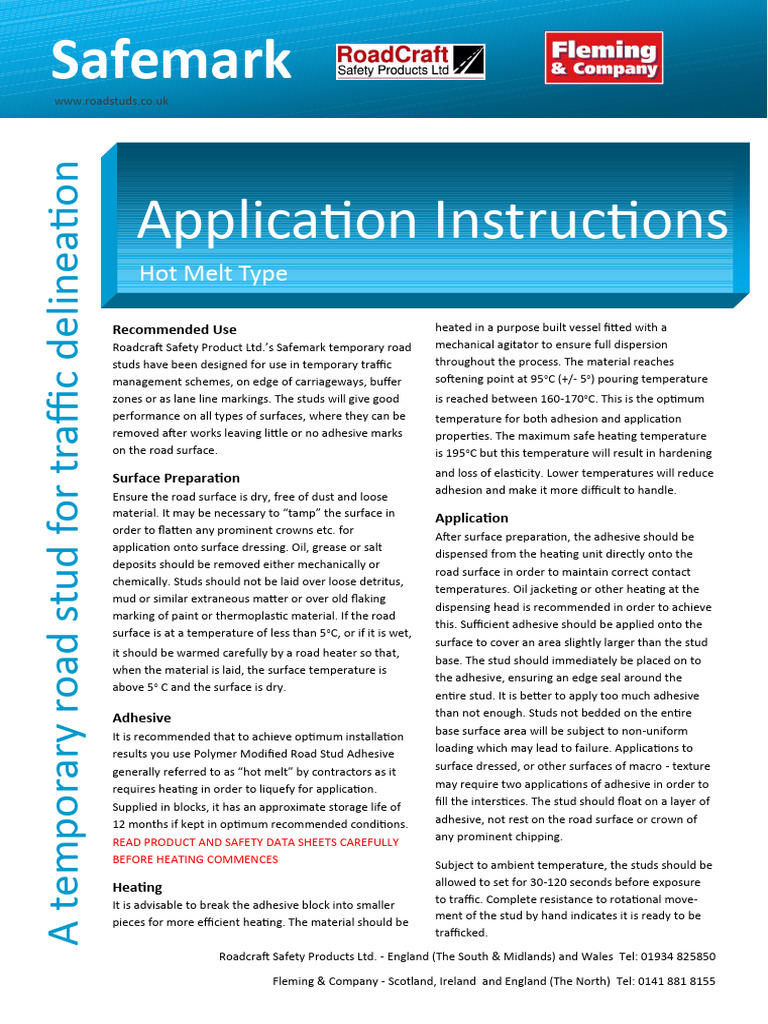 Safemark Hot Melt Application Instructions Updated Jun16 | PDF