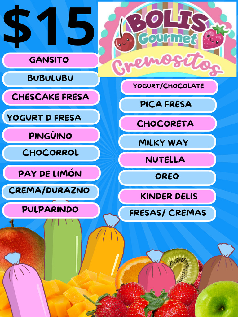 Póster Bolis Sabores Frutales Sencillo Azul - 20240614 - 161841 - 0000 ...
