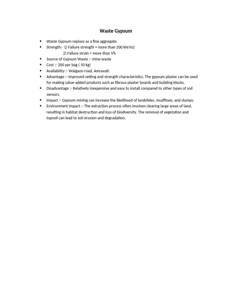 Waste Gypsum | PDF