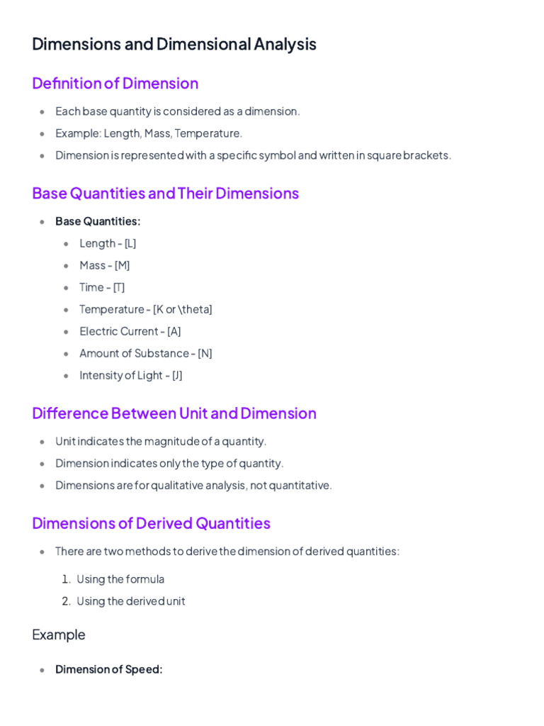 Information On Dimensions and Dimensional Analysis | PDF