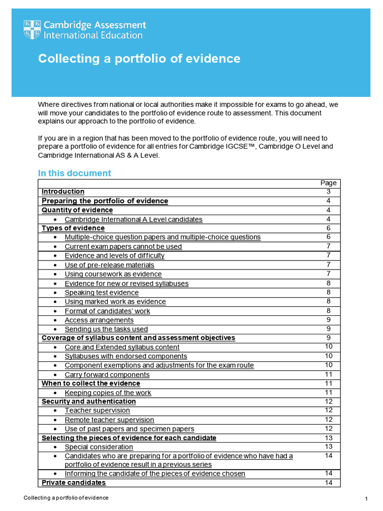 Collecting A Portfolio of Evidence Guidance | PDF | Multiple Choice