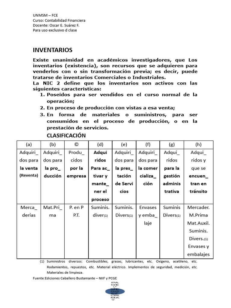 Clasificación y Métodos de Inventarios | PDF | Contabilidad | Economía ...