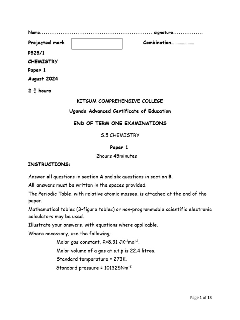 s5 Paper 1 FINAL | PDF