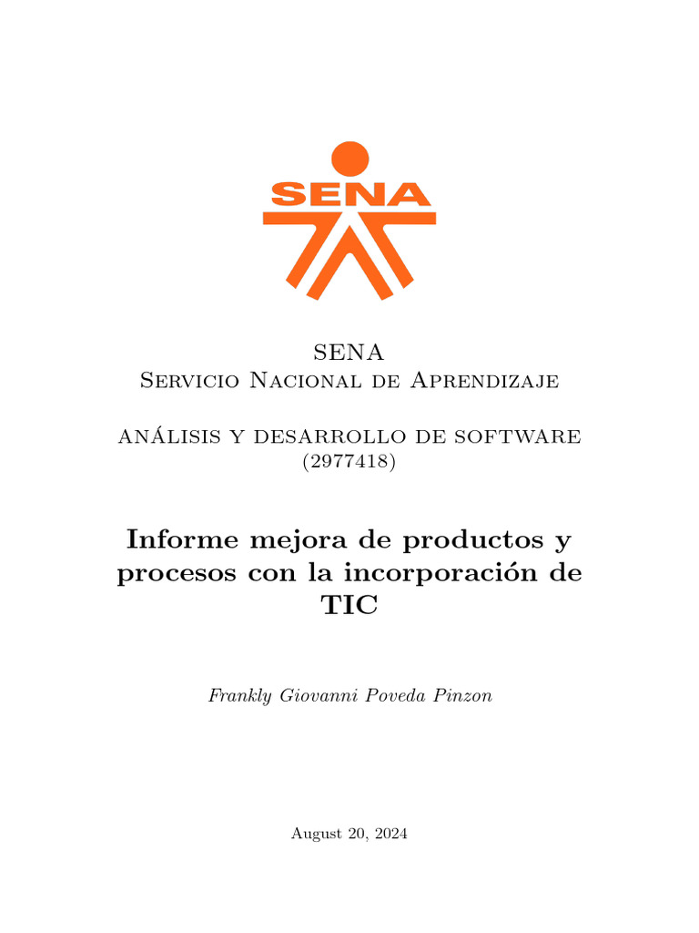 GA1 220501046 AA3 EV01 Informe Mejora de Productos y Procesos Con La ...