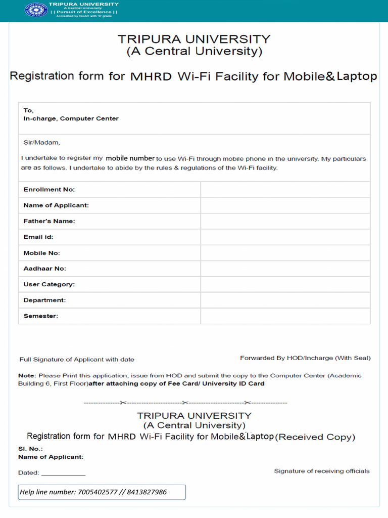Wi-Fi Registration Form | PDF