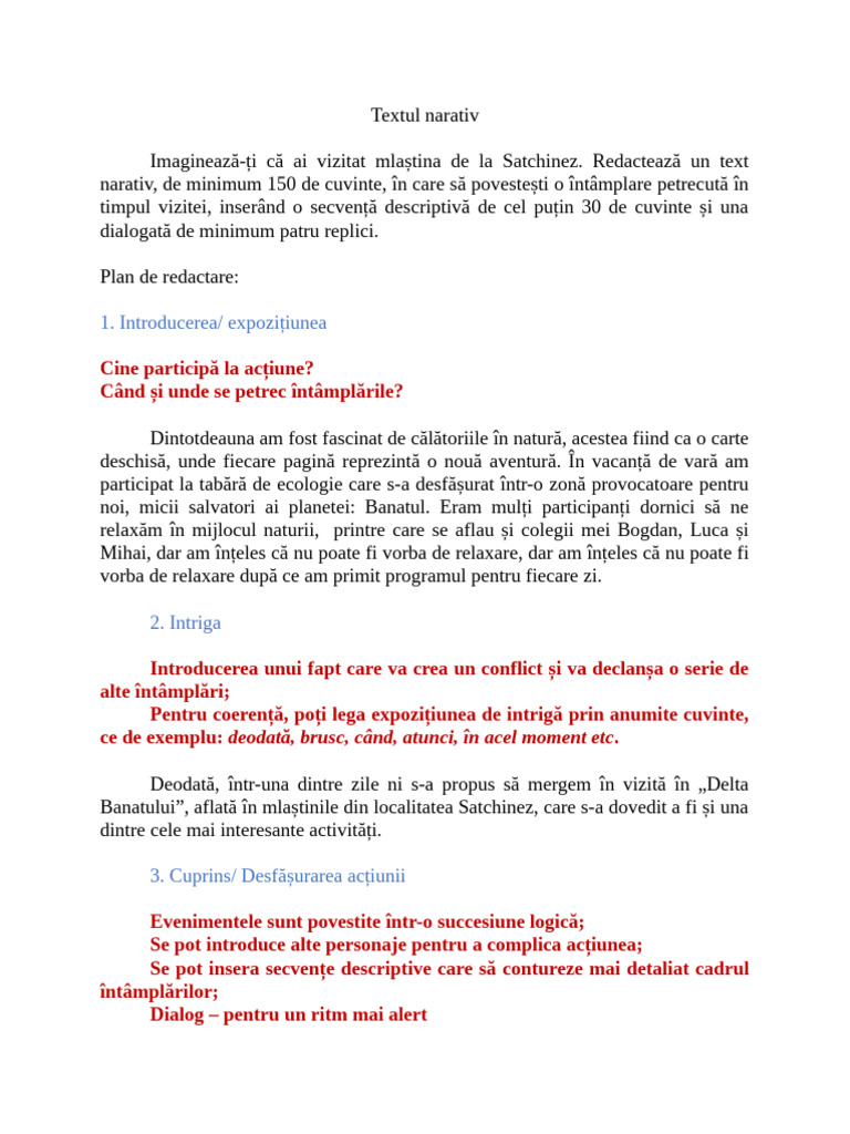 Textul Narativ | PDF