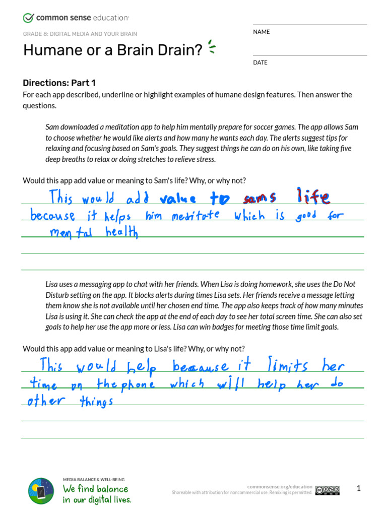 Grade 8 - Digital Media and Your Brain - Humane or A Brain Drain ...