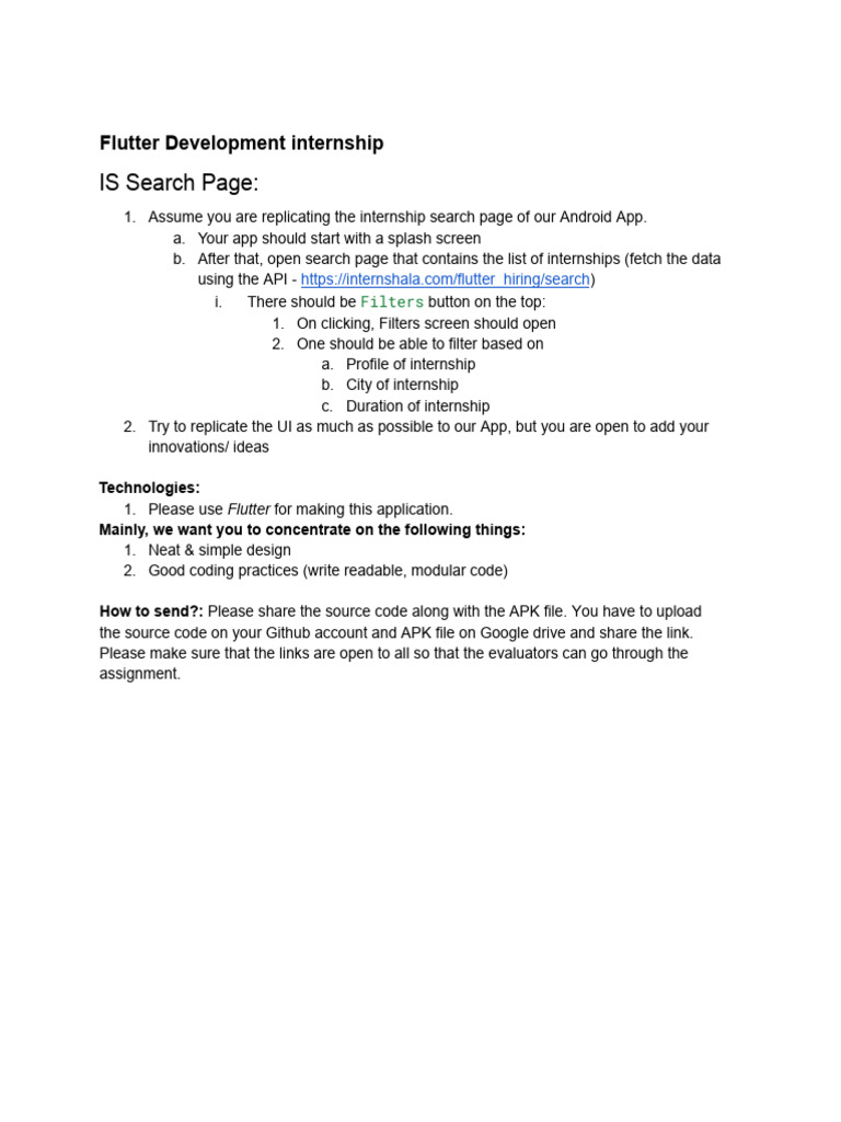 SDE Flutter Assignment | PDF