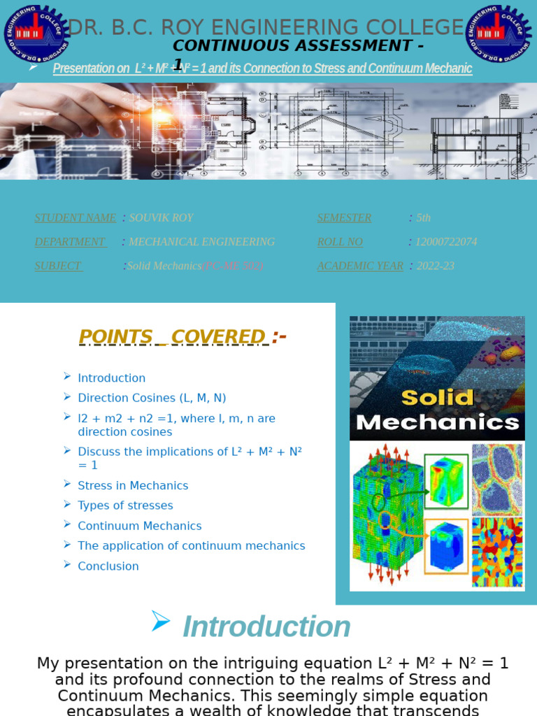 Presentation On Presentation On L + M + N 1 and Its Connection To Stress and Continuum Mechanic ...