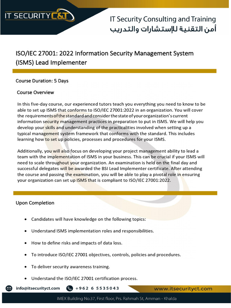 ISO 27001 LI Outlines | PDF