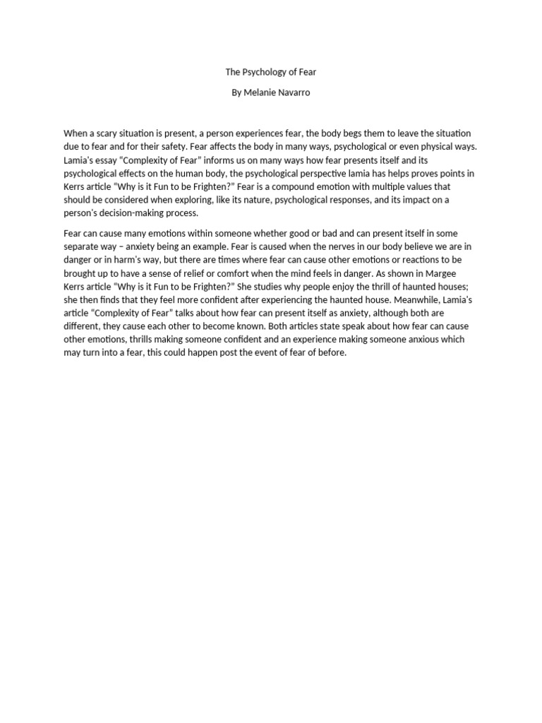 The Psychology Of Fear Copy Pdf