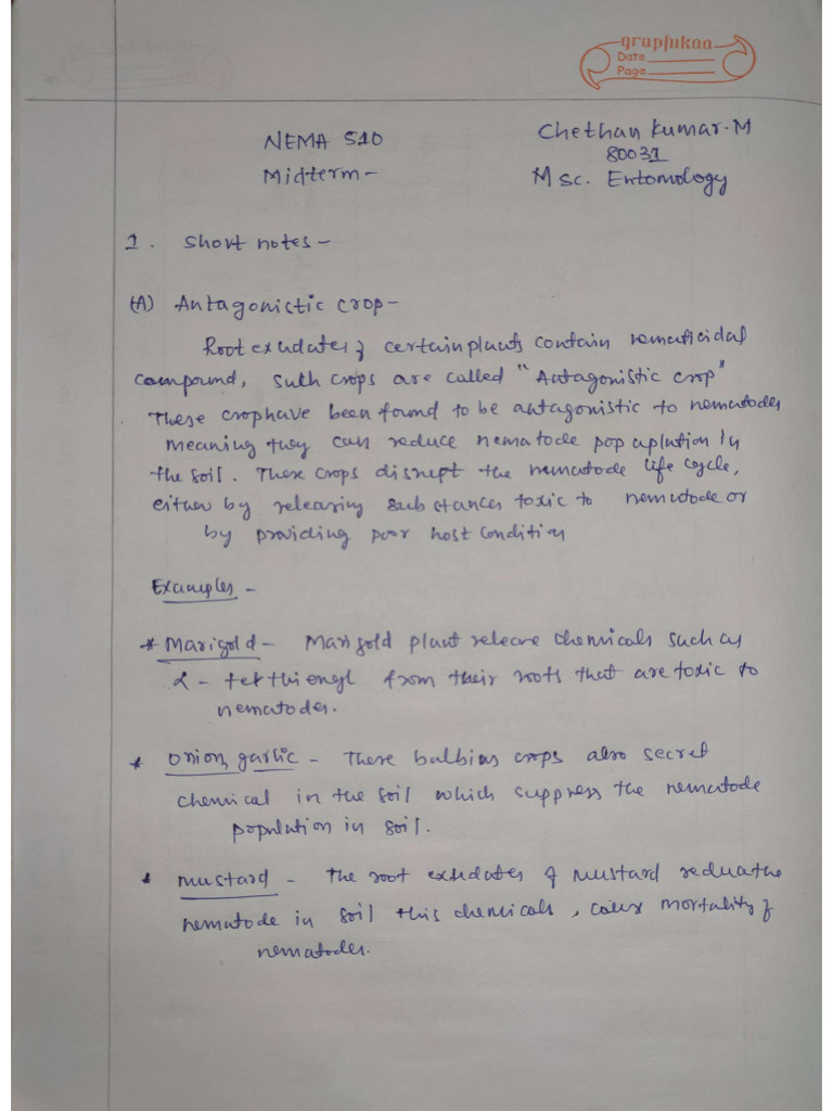 Chethankumar M Nema 510 Midterm Answer Sheets | PDF