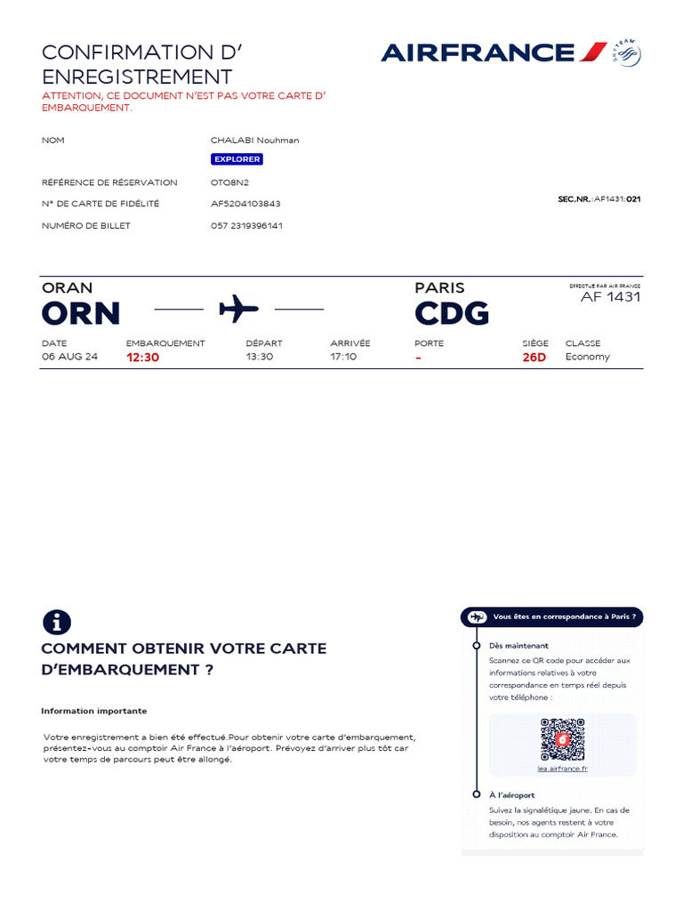 Check in Confirmation | PDF