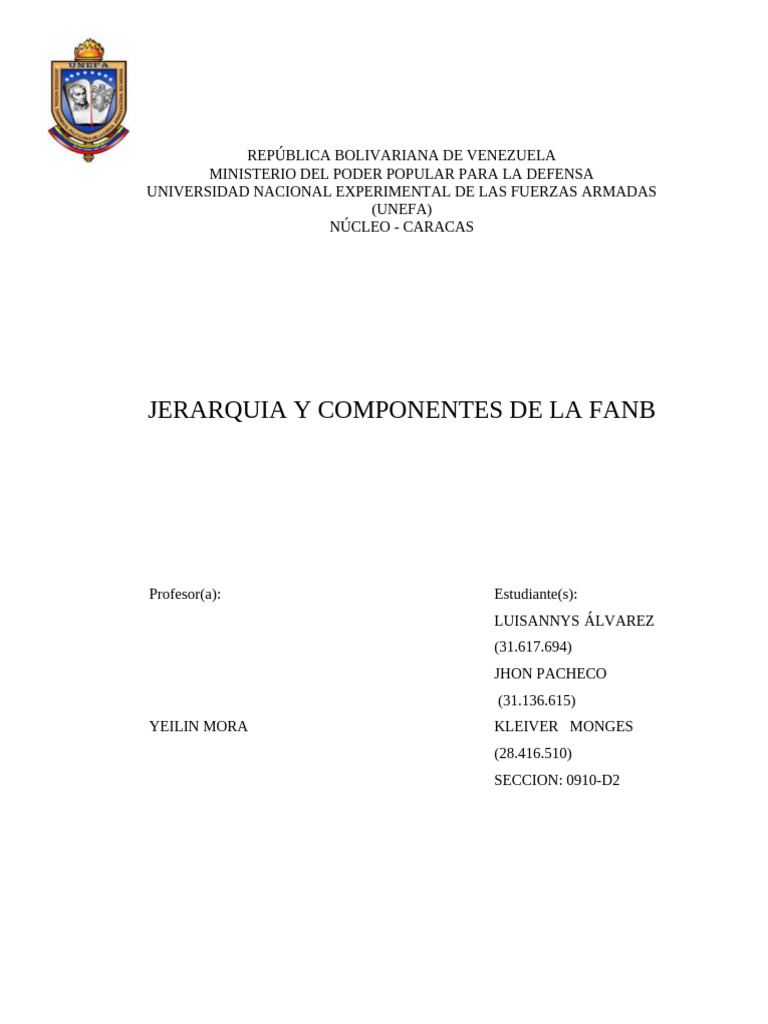 Jerarquia y Componentes de La Fanb | PDF