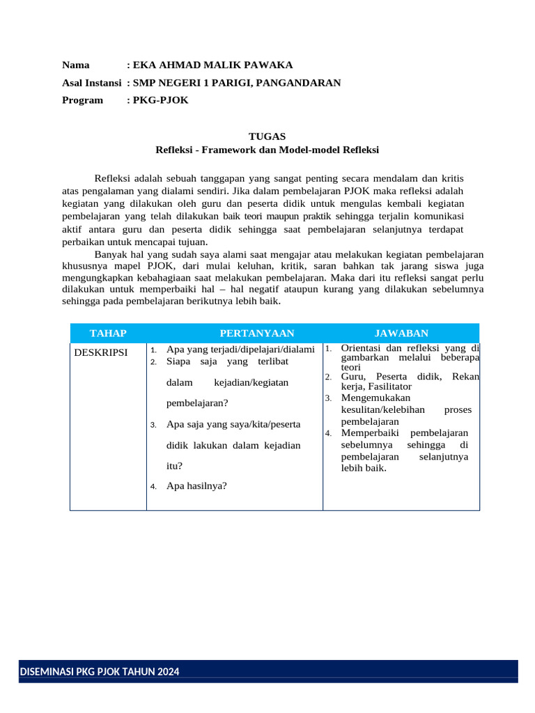 TUGAS Refleksi - Framework Dan Model-Model | PDF
