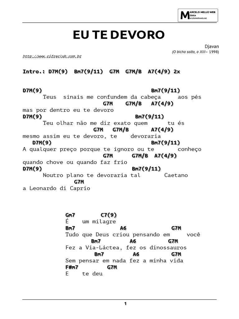 Partitura Te Devoro Djavan | PDF