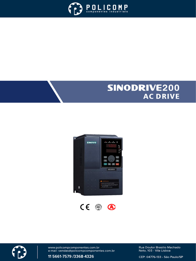 Catalogo Inversor de Frequência Sinovo SD - 200 | PDF