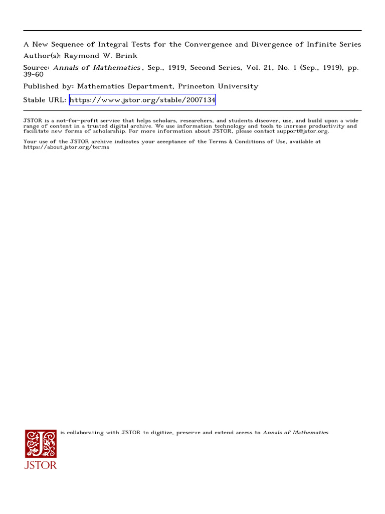 Brink NewSequenceIntegral 1919 | PDF