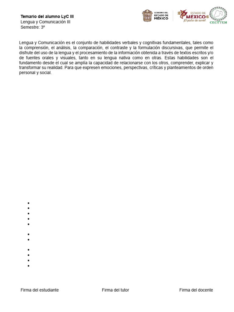 Temario Alumno LyC III | PDF | Comunicación | Evaluación