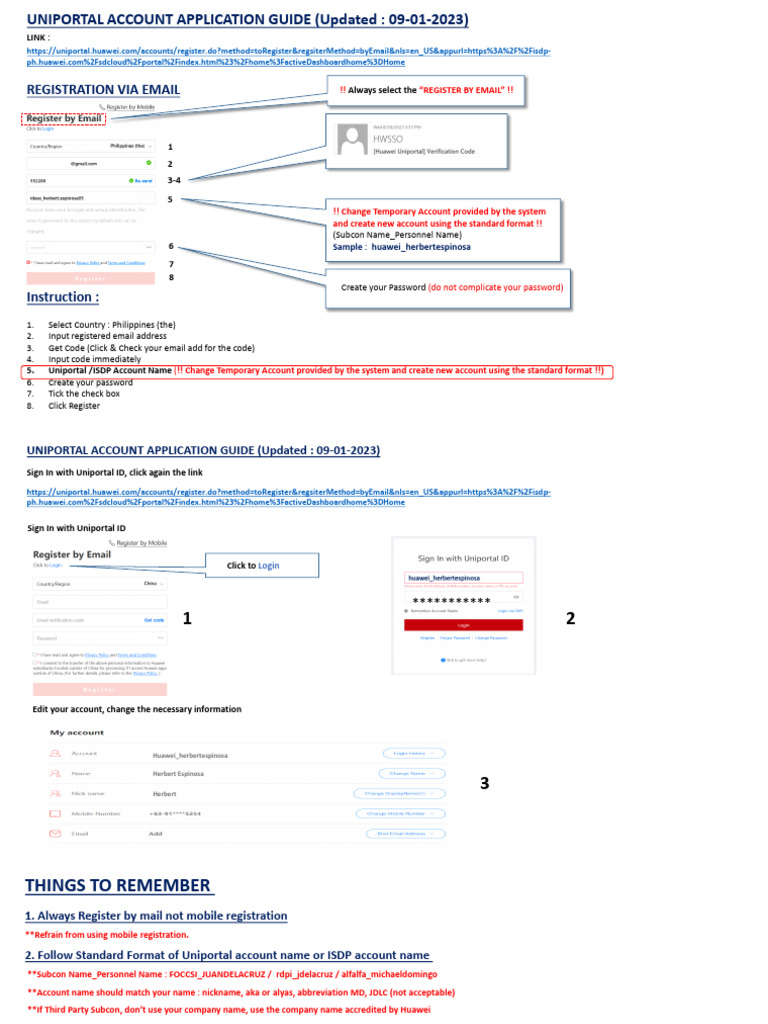 Huawei Uniportal Account Registration Guide | PDF | Computer ...