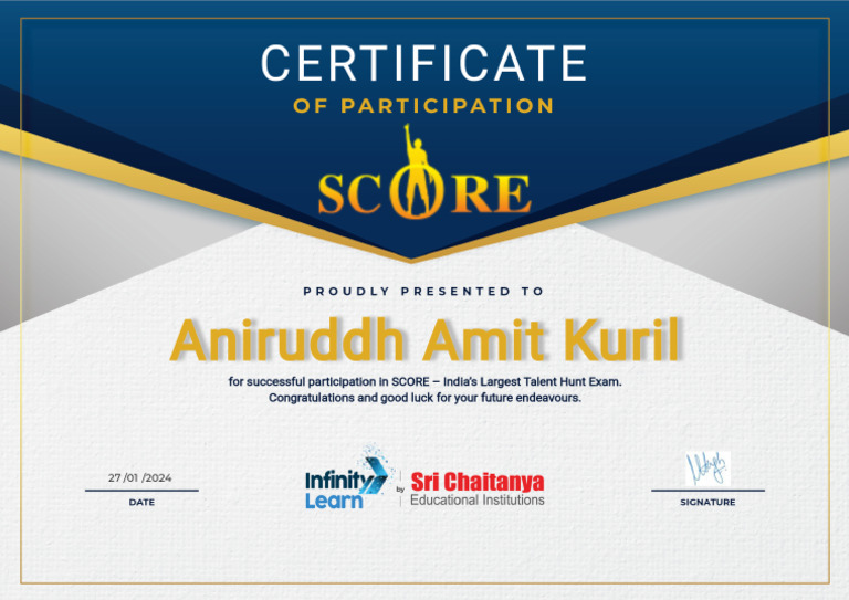 Score Certificate | PDF
