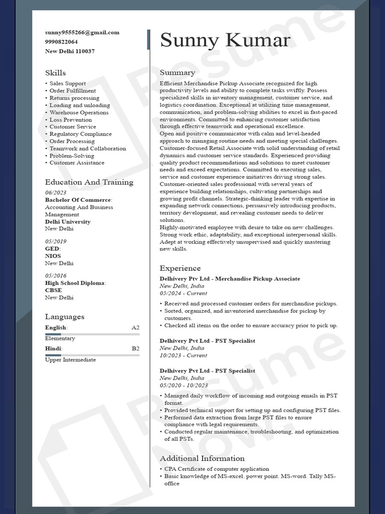 Finalize Resume - Resume Now Pop | PDF