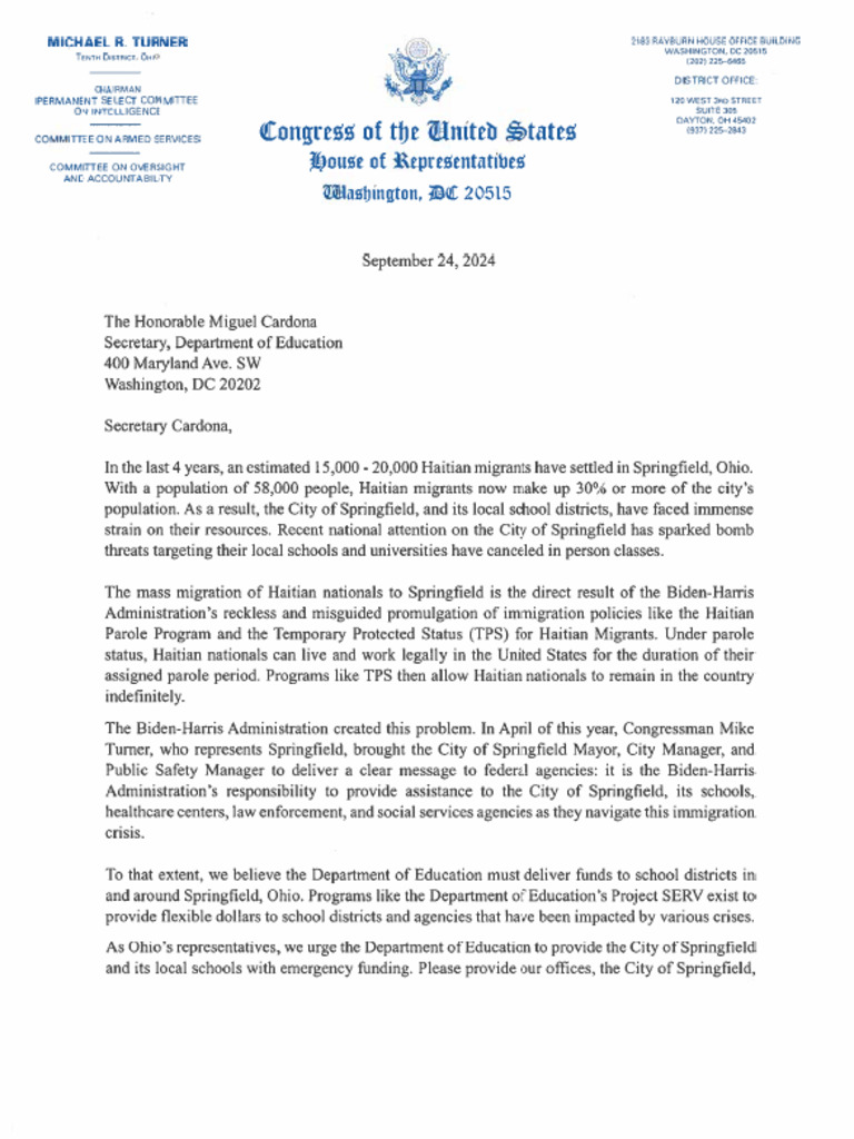 OH Letter To Dept of Ed - Ohio GOP Reps | PDF