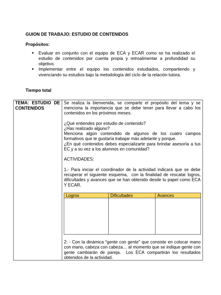 Estudio de Contenidos ECA/ECAR | PDF | Crecimiento personal y profesional