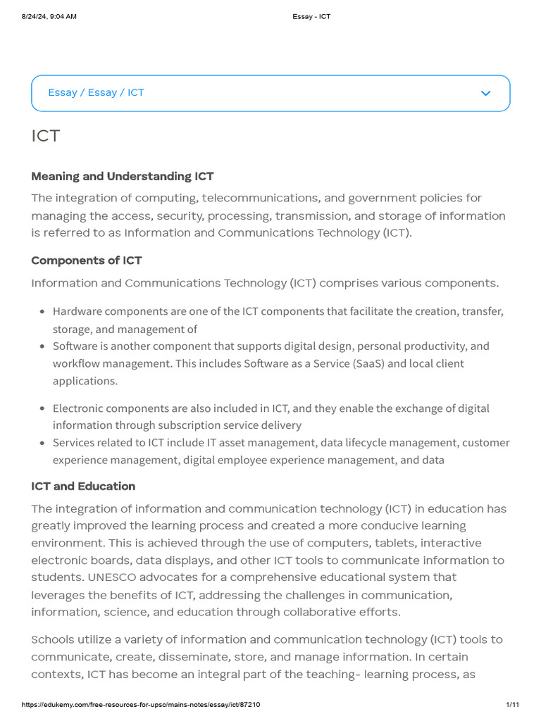 Essay - ICT | PDF
