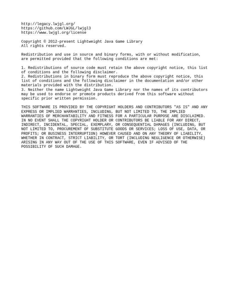 LWJGL License | PDF