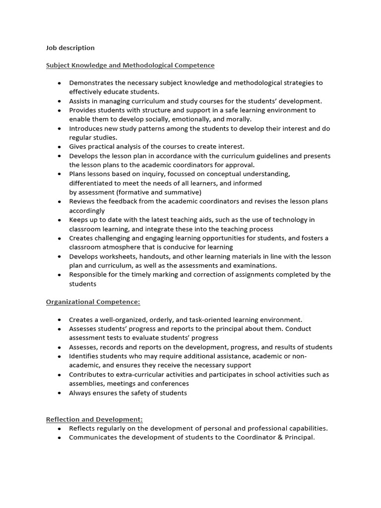 Job Description - IBDP English Lang&Lit Teacher | PDF