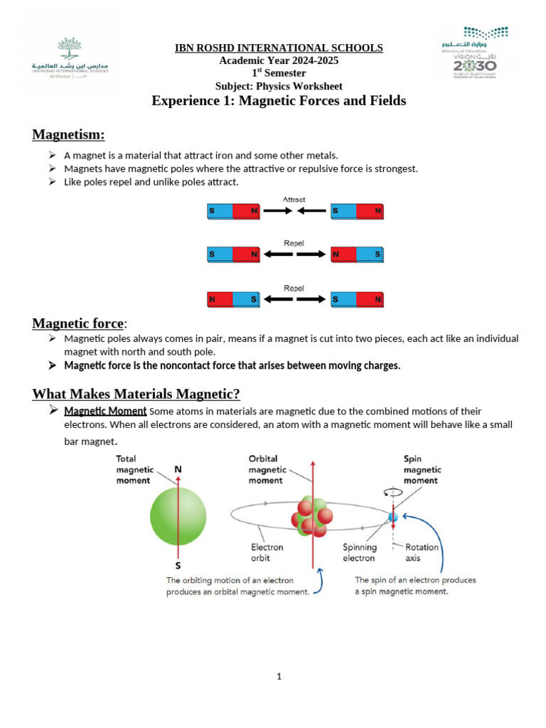 Exp 1 Magnetic force and field | PDF