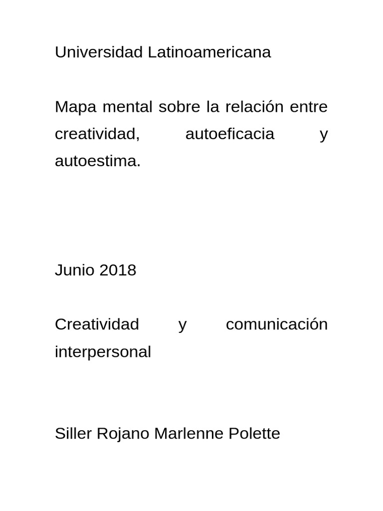 Relación Entre Creatividad, Autoeficiencia y Autoestima | PDF ...