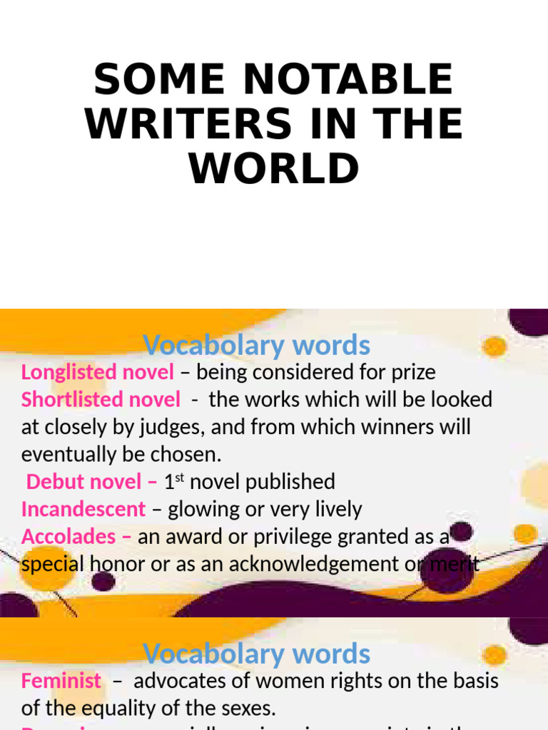 Some Notable Writers in The World | PDF