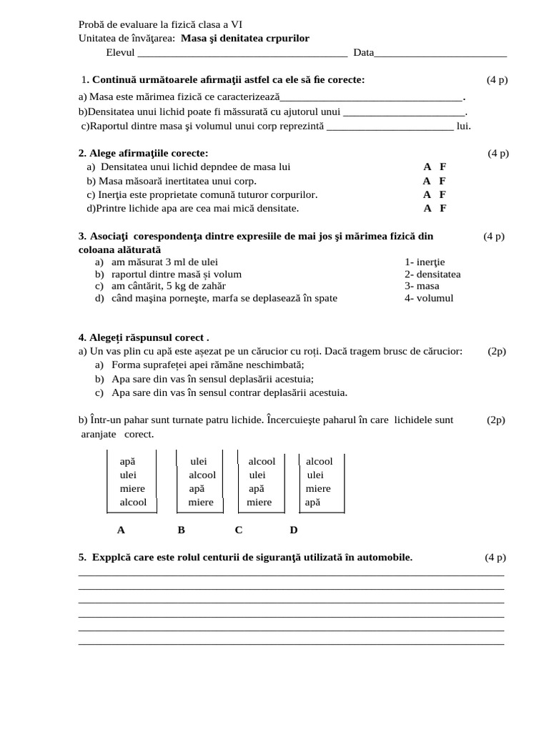 Ev - Fiz.6 Masa Densttea | PDF