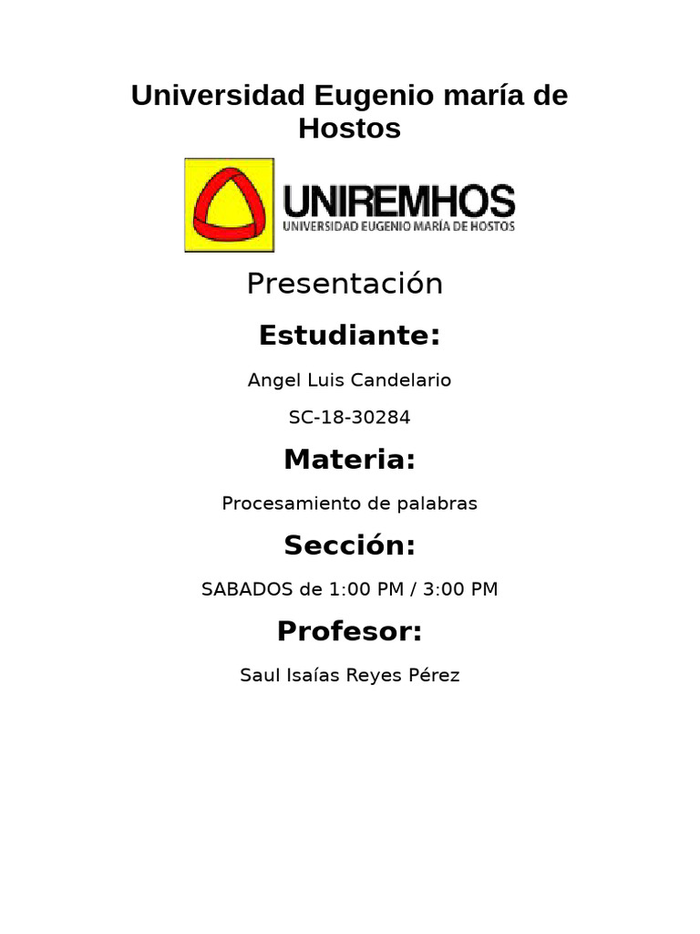 Universidad Eugenio María de Hostos | PDF