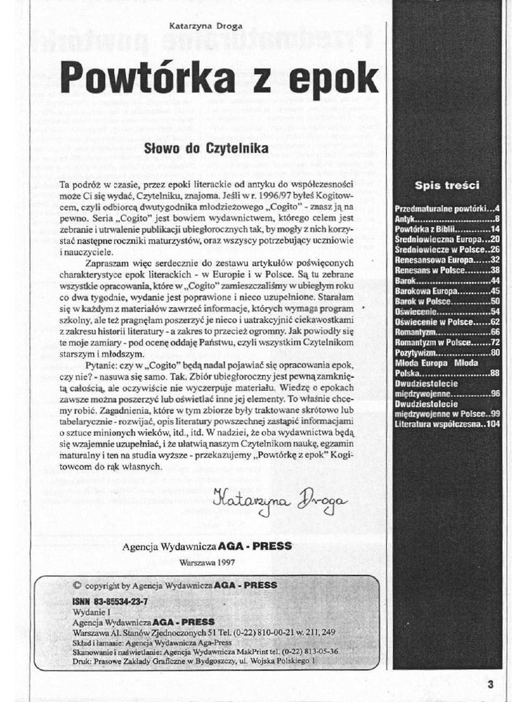 Droga K. - PowtÃ Rka Z Epok | PDF