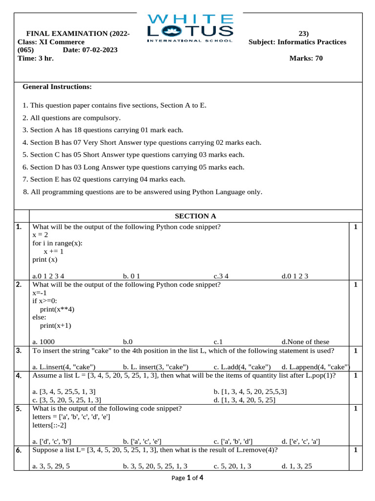 Grade 11 IP Final Exam | PDF