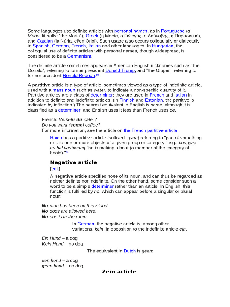 Some Languages Use Definite Articles With | PDF