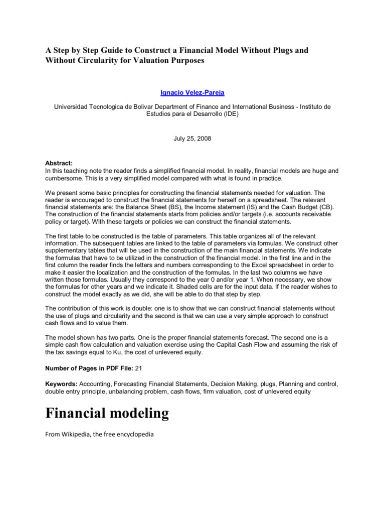 A Step by Step Guide To Construct A Financial Model Without Plugs and ...