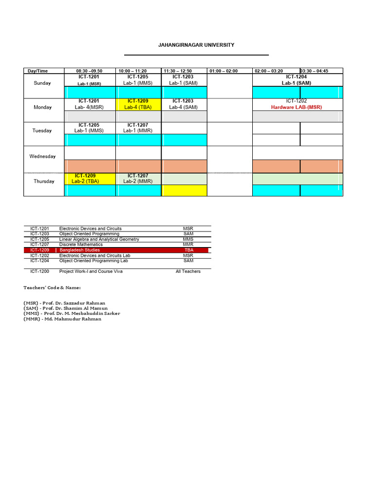 IIT Class Routine | PDF