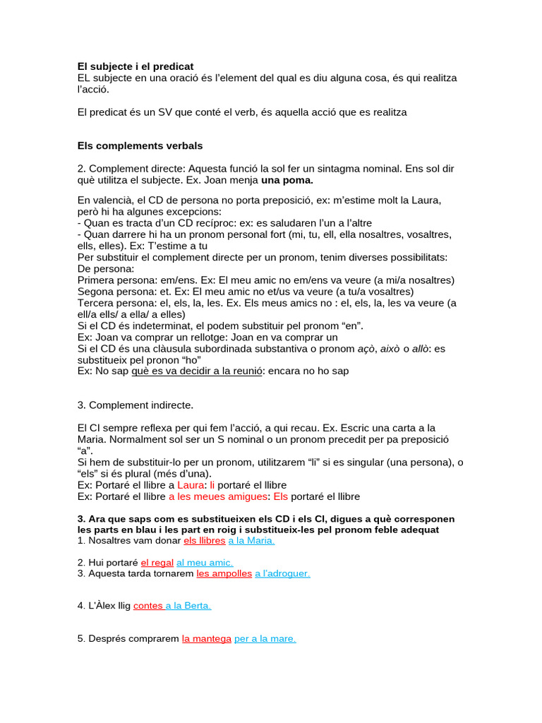 El Subjecte I El Predicat | PDF