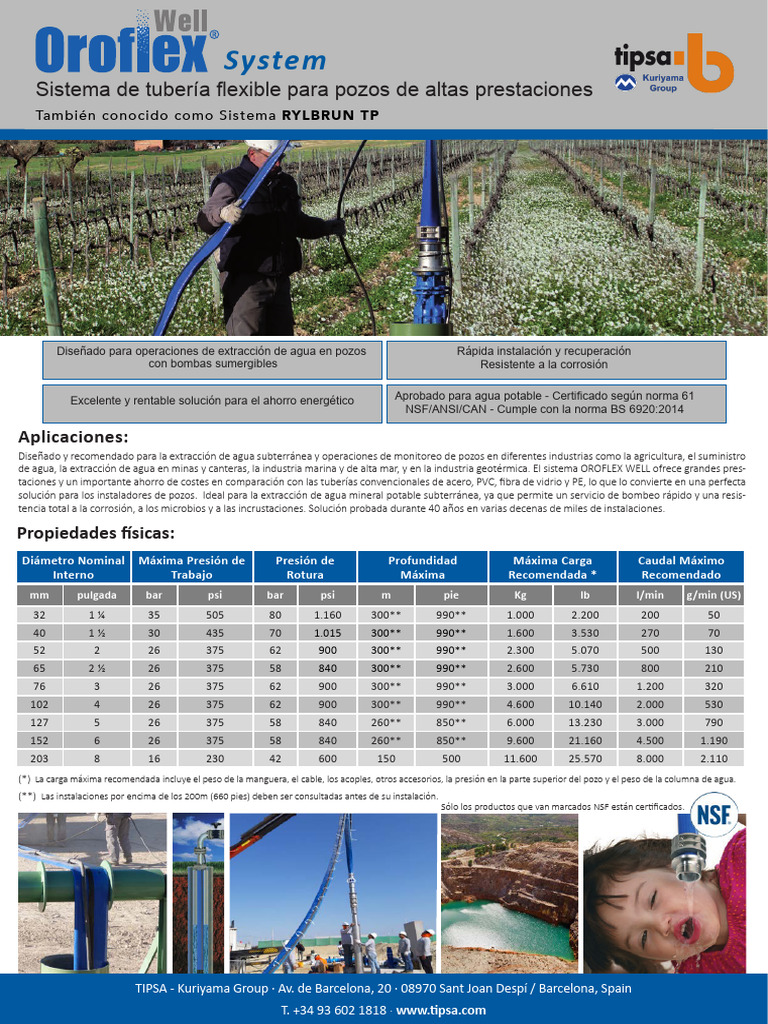 Tipsa Oroflex Well Product Data Sheet Espanol | PDF